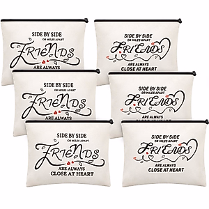 6 Pieces Good Friends Makeup Cosmetic Bags Weekend Trip Gifts Birthday Gifts for Women Portable Makeup Bags Weekend Gifts for Women Travel Retirement Anniversary Present (Classic Style)