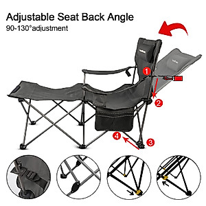apollo walker Folding Camping Chairs Reclining Beach Chairs for Adults Portable Sun Chairs Outdoor Lounger with Carry Bag,for Fishing,Camp,Picnics