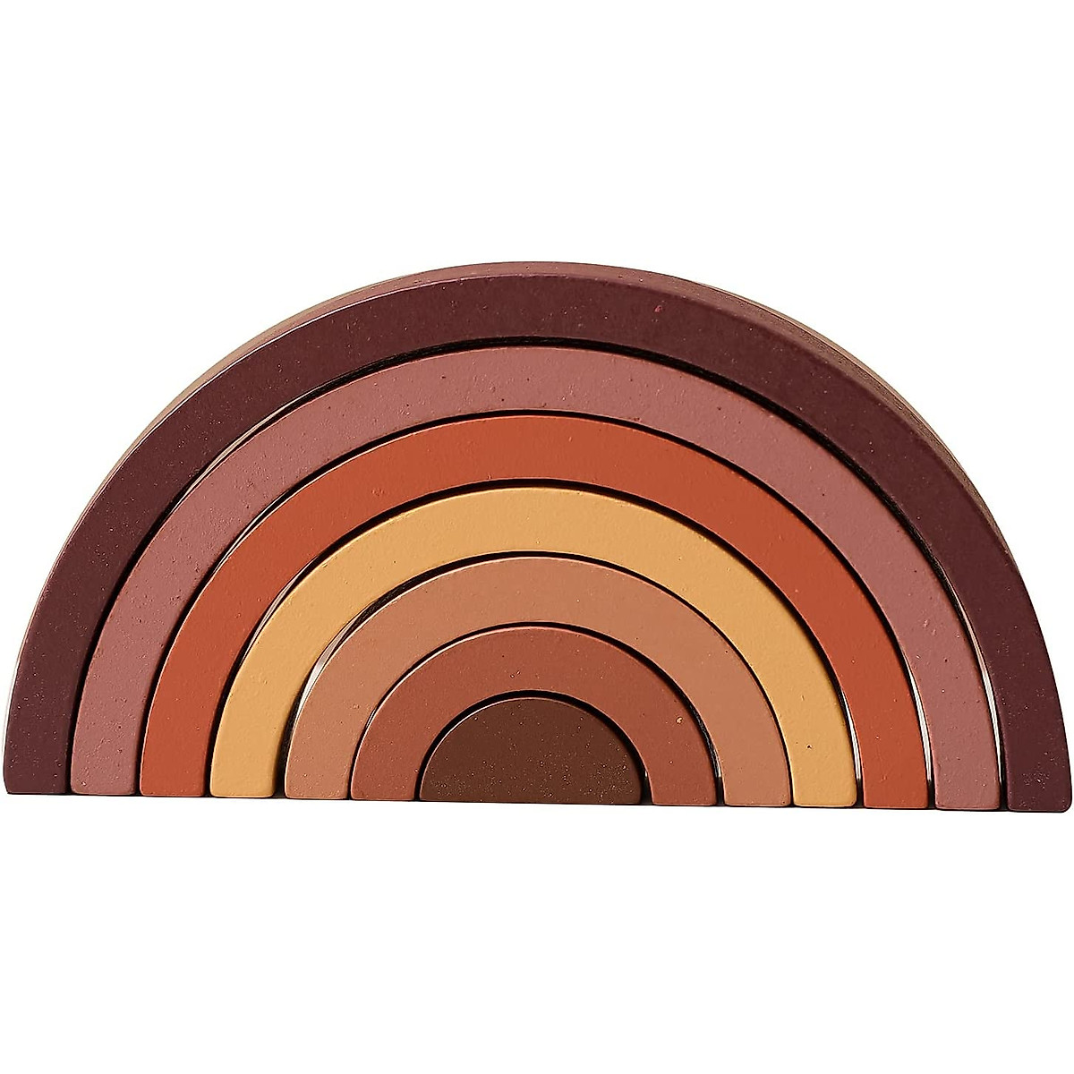 Wooden Rainbow Stacker Nesting Puzzle Blocks, 7pcs Wooden Sorting & Stacking Toys for Toddlers, Building Blocks Set Early Educational Montessori Matching Toys for Preschool Boys Girls