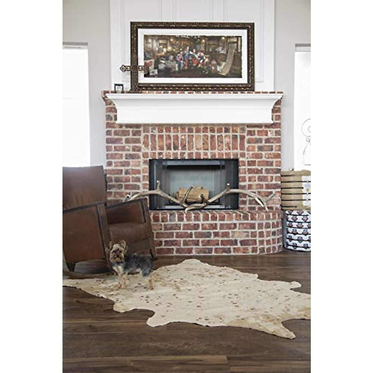 Faux Cowhide Rug - Beautiful Acid Wash Cowhide Rug. Western Throw Rugs for Office, Bedroom, Nursery or Living Room with Our Rustic Area Rugs for Living Room (Tan Gold)