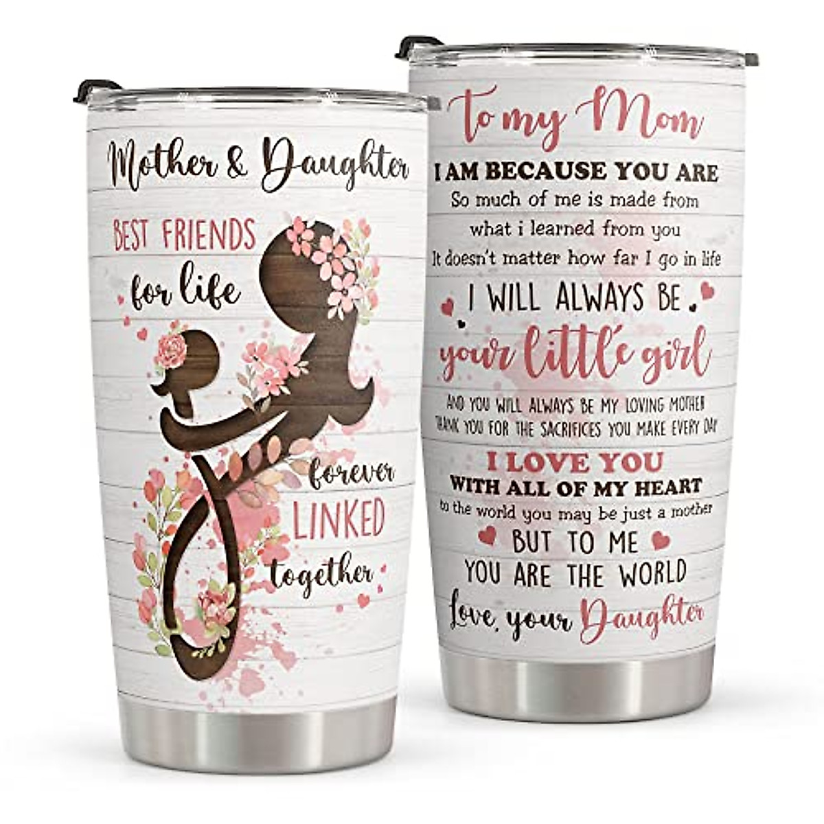Macorner Gifts Set For Mom & Dad - Stainless Steel Tumbler 20oz For Parents From Daughter - Fathers Day Gift For Dad Mothers Day Gifts For Mom From Daughter - Christmas Gifts For Parents From Daughter