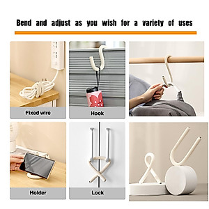 GCFTIFF 2 Pcs Multi-Function Utility Hooks for Hanging, Bendable Hanging Hooks for Phone Stand Holder, Cabinet Lock, Closet, Car, Electronic Cable Organizer