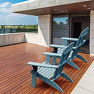 Hinriro 30.3" Width Adirondack Chair, 4 Steps Easy Installation Patio Chairs, Looks Like Real Wood, Widely Used in Outdoor, Fire Pit, Deck, Outside, Garden, Campfire Chairs(Blue)…