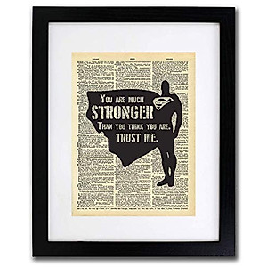 Stronger Super Human - Stronger Inspirational Quote Art - Authentic Upcycled Dictionary Art Print - Home or Office Decor (D49)