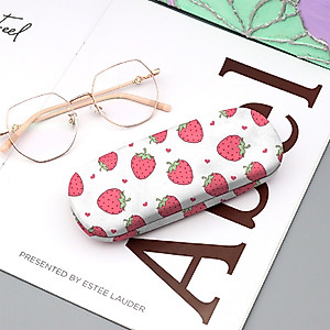 BHAHB Eyeglasses Case Hard Shell Protective Case for Glasses,Eyeglass Holder Box with Cleaning Cloth for Unisex Women Girls Men Cute Aesthetic Classic-Strawberry