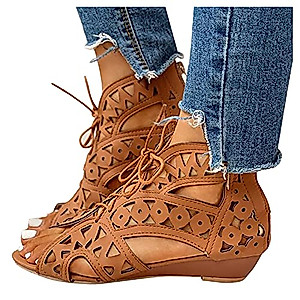 ZHOUXINGB Sandals for Women Dressy Summer, Women Wedge Sandals Slides Sandals Tie Up Sneakers Sparkly Shoes Platform Booties Heels Dressy Hiking Shoes Women Lightweight