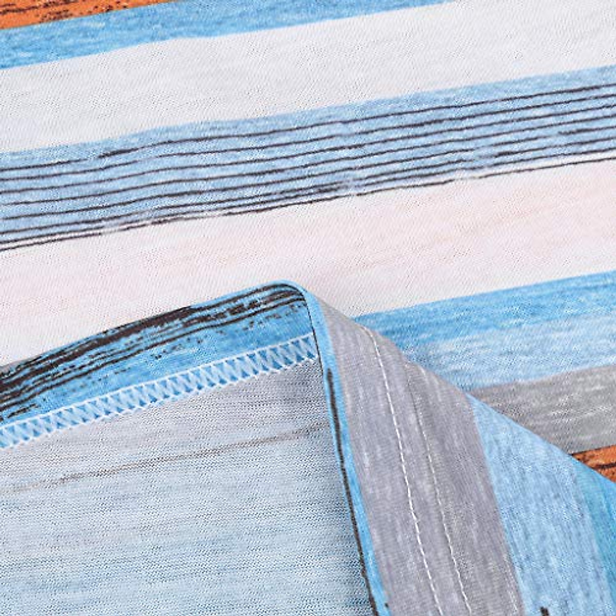 ESKNAS Womens Blouse Summer Rainbow Gradients Stripe Print Tunic Tops Short Sleeve V-Neck Pleated T-Shirt (Blue,XXXXL)