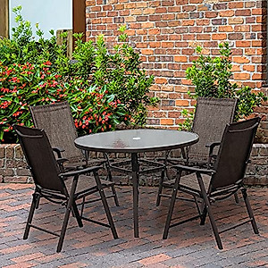Aoodor 4 Sets Folding Patio Chairs for Indoor&Outdoor - Brown