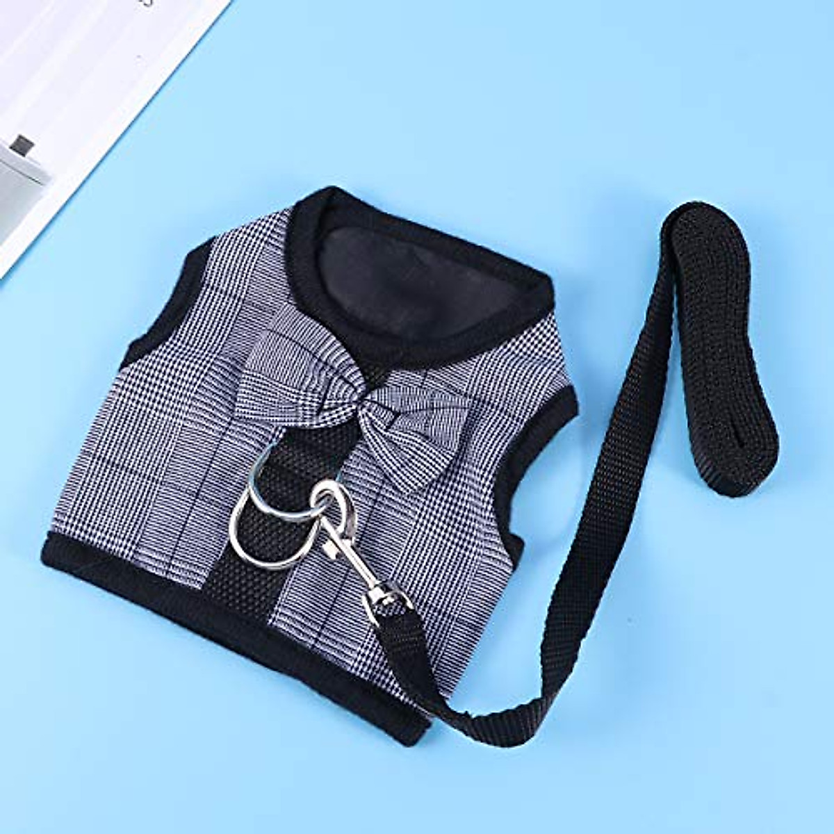 ULTECHNOVO Hamster Clothes Harness and Leash Small Animal Harness Vest Small Pet Bowknot Costume for Ferrets Rats Guinea Pig Chinchilla Teacup Chihuahua M