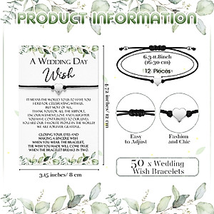Sasylvia 50 Sets Wedding Favors for Guests Bracelets Bulk Adjustable Bracelets with Thank You Wish Cards for Wedding Party Gifts Bridal Shower Souvenirs(Greenery)