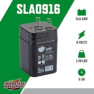Interstate Batteries 6V 5AH Sealed Lead Acid (SLA) Battery - Spring Terminals (SLA0916)