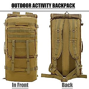 IFANGZHIWUI Hiking Backpacks 50L Camping Backpacks for Men Women 600D Oxford Outdoor for Traveling With Waterproof cover (khaki, 50L)