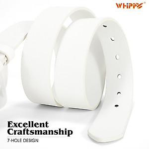 WHIPPY Women Leather Belt for Jeans Pants Dresses Fashion Ladies Western Leather Belt with Silver Buckle M White