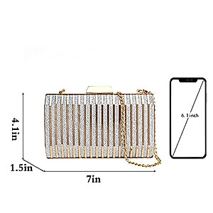 Reberomantic Women Lattice Pattern Metal Handbag Chain Geometric Evening Clutch Purse (Y-Silver)