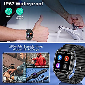 Kimnix Smart Watches for Men Women, 1.85" Bluetooth Call Rugged Smartwatch Compatible with Android iPhones,Waterproof Outdoor Sport Fitness Tracker,Heart Rate Blood Pressure Sleep Monitor (Black)