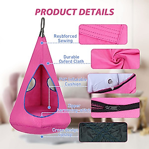 Kids Nest Swing Chair, Hanging Hammock Chair Nest Hammock Swing Chair with Pocket for Outdoor and Indoor(43.5" D x 52" H)