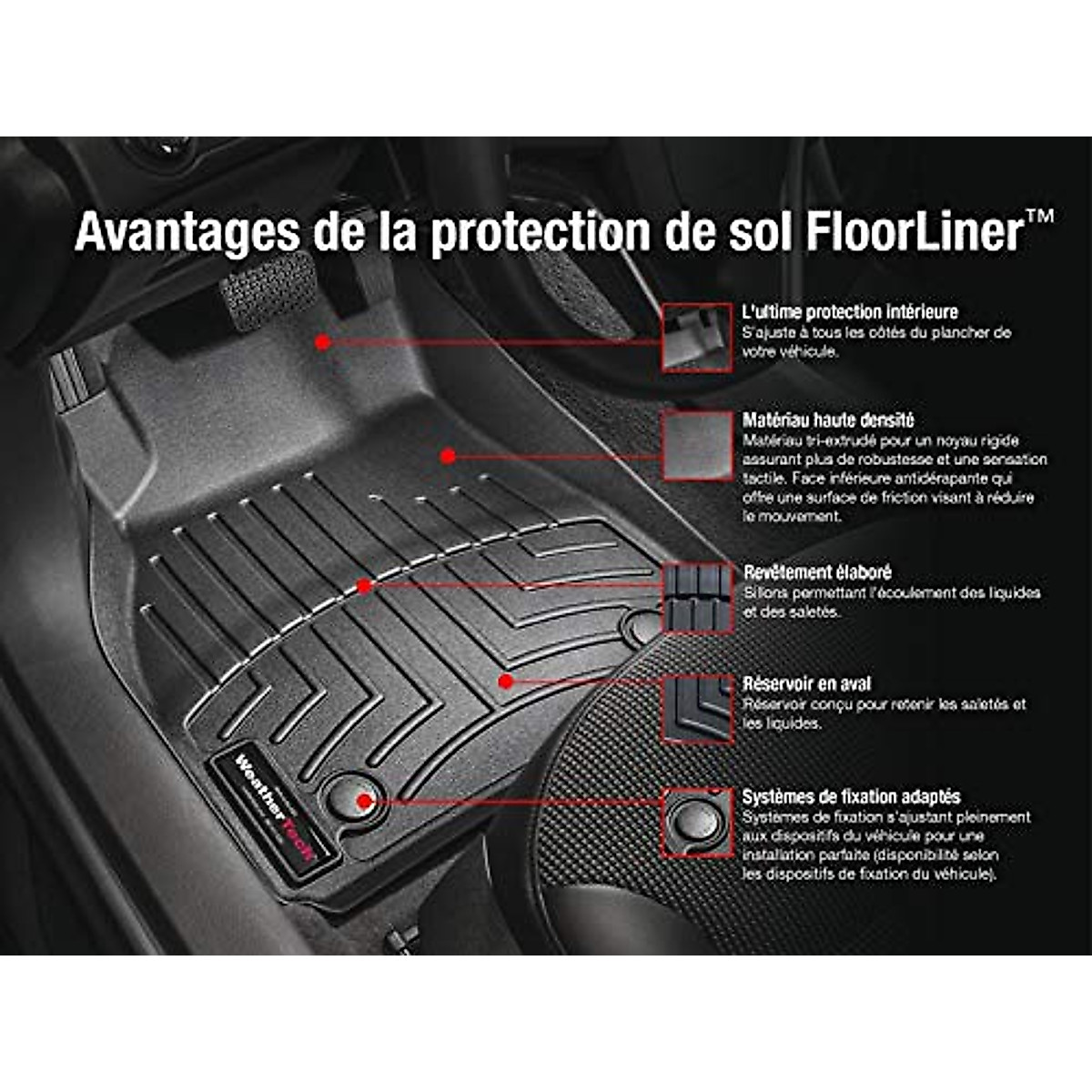 WeatherTech Custom Fit FloorLiners for Ford Focus ST, Focus - 1st Row (446461), Black