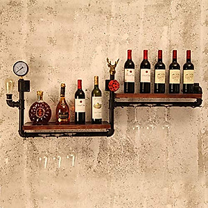 PIBM Stylish Simplicity Wine Shelf Wine Rack Wooden Wall Hanging Wine Rack Wine Glass Holder
