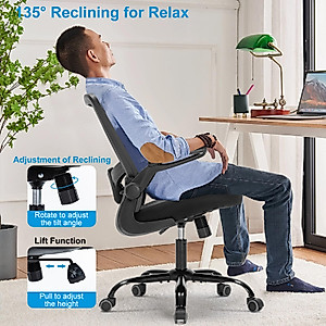 Office Computer Desk Chair，Ergonomic Executive Office Chair with Mesh, Adjustable Lumbar Support, Swivel Rolling for Home, Bedroom, Study, Student, Adults, Black