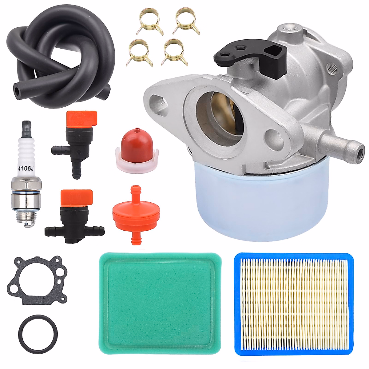 NIMTEK 790120 Carburetor with Filter Spark Plug Tune up Kit for B&S 499617 499974 692648 693909 694202 Lawn Mower Carb