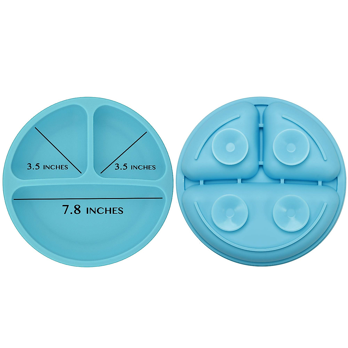 PandaEar Divided Unbreakable Silicone Baby and Toddler Plates & Stay Put Spill Proof Stackable Baby Suction Bowls