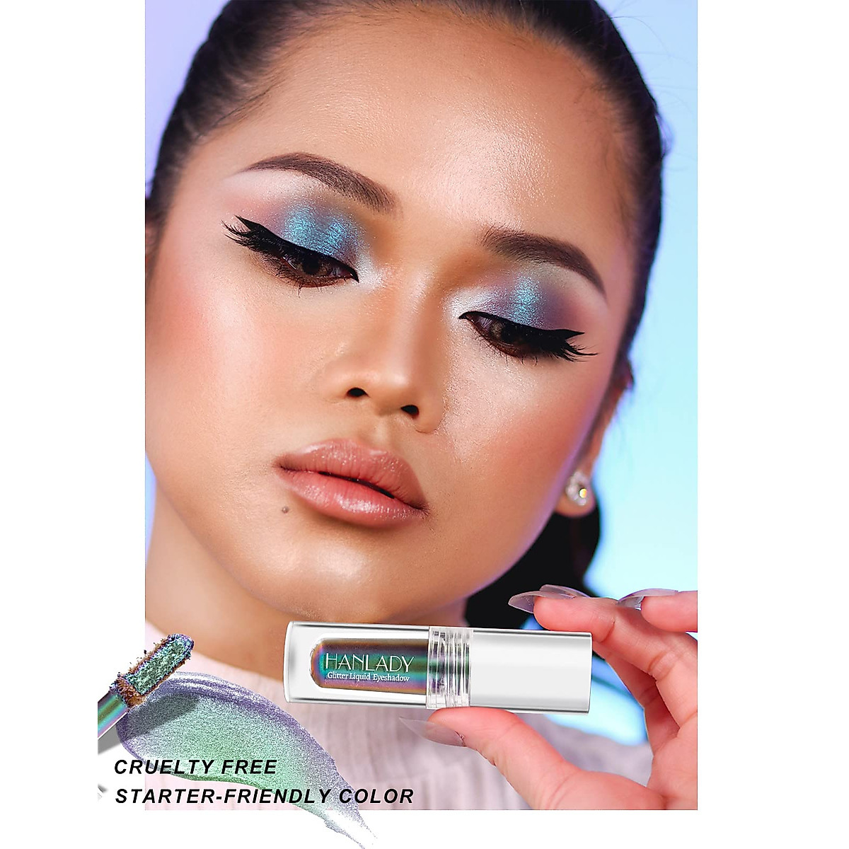 HANLADY Chameleon Eyeshadow Liquid Glitter Eye Makeup, Glitter Eyeshadow Intense Color Shifting Long Lasting with No Creasing, Quicky Dry & High Pigmented Shimmer Eye Shadow, 3+6