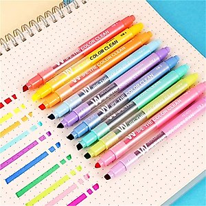 YOOUSOO Erasable Highlighters, Double Head Smooth Writing Highlighters Assorted Colors Chisel Tip Highlighter Markers, Double-end Erasable Highlighter Pen Markers