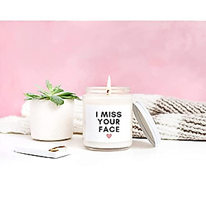 I Miss Your Face Lavender Scented Candle - Handcrafted with 100% Soy Wax, Glass Jar and Cotton Wicks. Non Toxic, Mother’s Day Gifts for Her, Birthday Gifts
