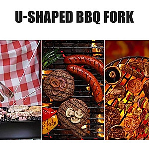 Telescoping Marshmallow Roasting Sticks with Wooden Handle 32-inch Extendable Sturdy Stainless Steel Roasting Forks for BBQ Extendable Forks Camping Accessories (4)