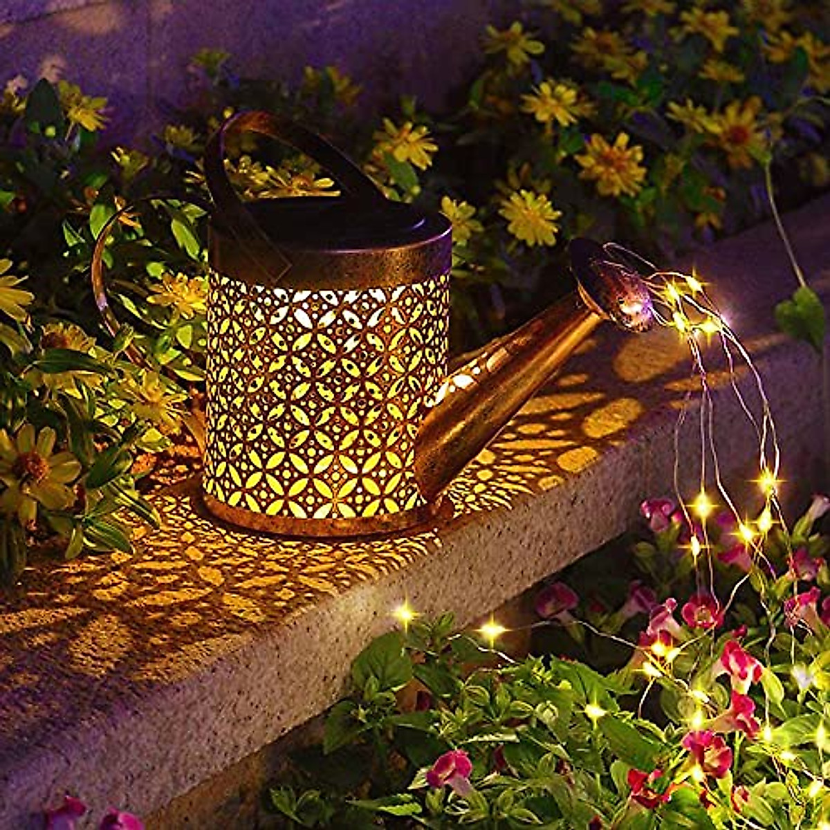 Solar Watering Can Light,Bunch Lights Waterproof Waterfall String Lights, Outdoor Garden Fairy Light Decor for Home Yard Patio