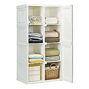 n/a Foldable Armoire Wardrobe Closet with 8 Cubby Storage Closet Shelf Storage Bedroom Furniture Storage Cabinet
