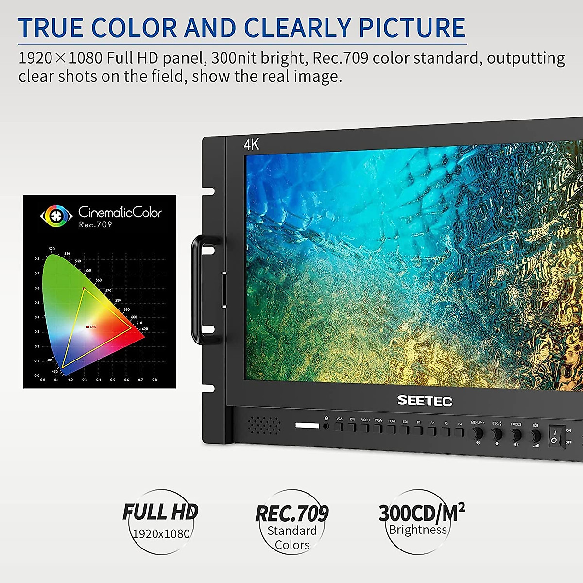 SEETEC P173-9HSD-RM 17.3" 7RU Rack Mount Broadcast LCD Monitor Full HD 3G-SDI/HDMI with 1920×1080 3G-SDI HDMI AV YPbPr