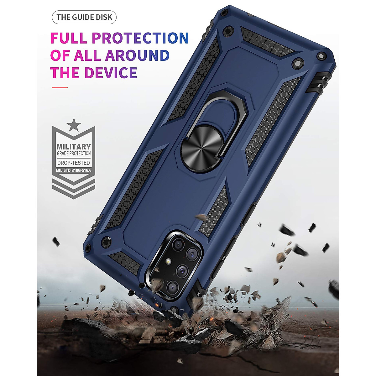 Korecase for Galaxy A71 Case Military Grade Armor Heavy Duty Rugged Dual Layers Full Body Shockproof with Ring Kickstand Back Cover Blue