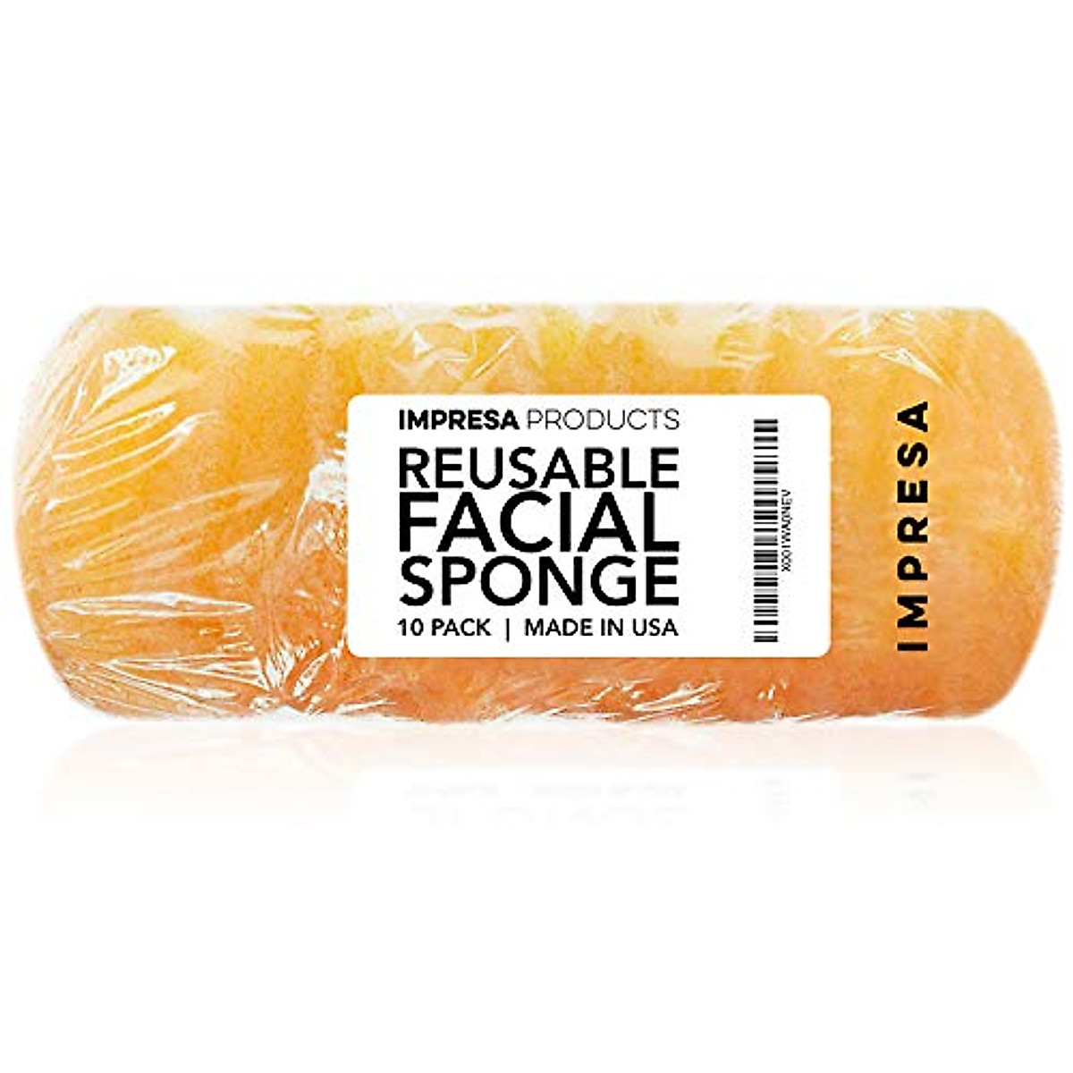 IMPRESA 10 Pack Facial Sponge for Daily Cleansing and Gentle Exfoliating - Buff Style Exfoliating Pads for Removing Dead Skin, Dirt and Makeup - Reusable Puf, Made in The USA
