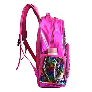 Sequin silly rainbow Backpack for girls kindergarten elementary School Backpack Kids Glitter Bookbag Mermaid Backpack sparkle reverse glitter backpack(Orchid)