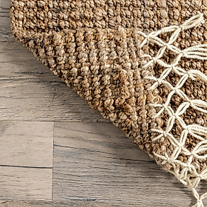 nuLOOM Raleigh Farmhouse Jute Tasseled Area Rug, 4x6, Natural