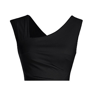 MUXXN Women's Sleeveless V Neck Knee Length Bridesmaid Wedding Guest Pencil Dress Black M