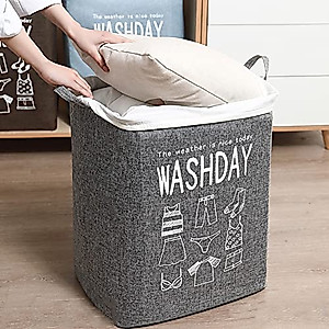Loading Clothes Storage Box Household Storage Moving Box Wardrobe Finishing Fabric Clothes Cotton Storage Folding Box Extra Large Blanket Storage Bag-75L