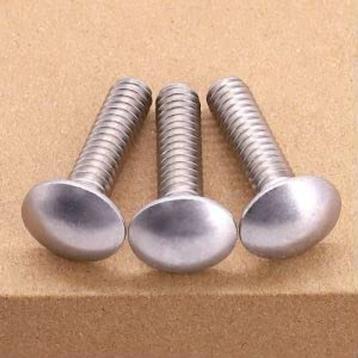 (6 Sets) 3/8"-16 x 3 Carriage Bolt with Hex Nuts and Flat Washers SAE, Round Head Square Neck Bolts, 304 Stainless Steel 18-8, Full Thread UNC