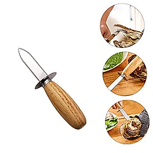 HEMOTON Seafood Tools 2pcs Stainless Steel Oyster Knife Stainless Steel Cutter Seafood Opener Open Shell Tool Stainless Steel Knives Utility Knife Stainless Steel, Wood Oyster Cutter
