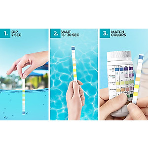 6-in-1 Pool & Spa Test Strips - Ideal for Pools, Hot Tubs and Spas - Easy to Read - 50 Pack