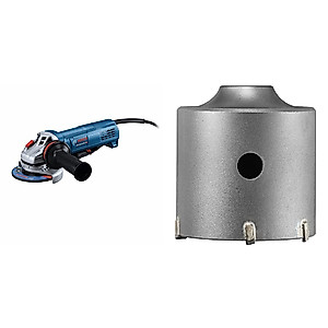 Bosch GWS10-450PD 4-1/2 In. Ergonomic Angle Grinder with No Lock-On Paddle Switch&Bosch T3916SC 2-11/16 in. Carbide SDS-Plus SPEEDCORE Thin-Wall Core Bit for Removal of Masonry, Brick and Block