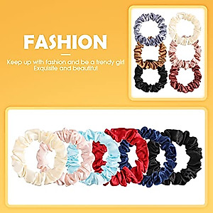 WILLBOND 12 Pcs Small Mini Silk Scrunchies Bulk for Hair Mini Satin Scrunchy Elastic Ponytail Holders Thin Hair Bands Thick Curl Hair Ties Skinny Hair Accessories Ropes for Women Girl(Fresh Color)