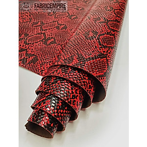 Vinyl Fabric Embossed Texture Rattlesnake Fake Leather Sold by The Yard (Ruby Red)