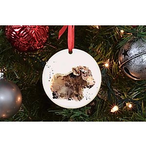 Highland Cow II Ceramic Circle Tree Decoration.Highland Cow Xmas Tree Decoration,Highland Cow Christmas Tree Ornament,Highland Cow Xmas Deco