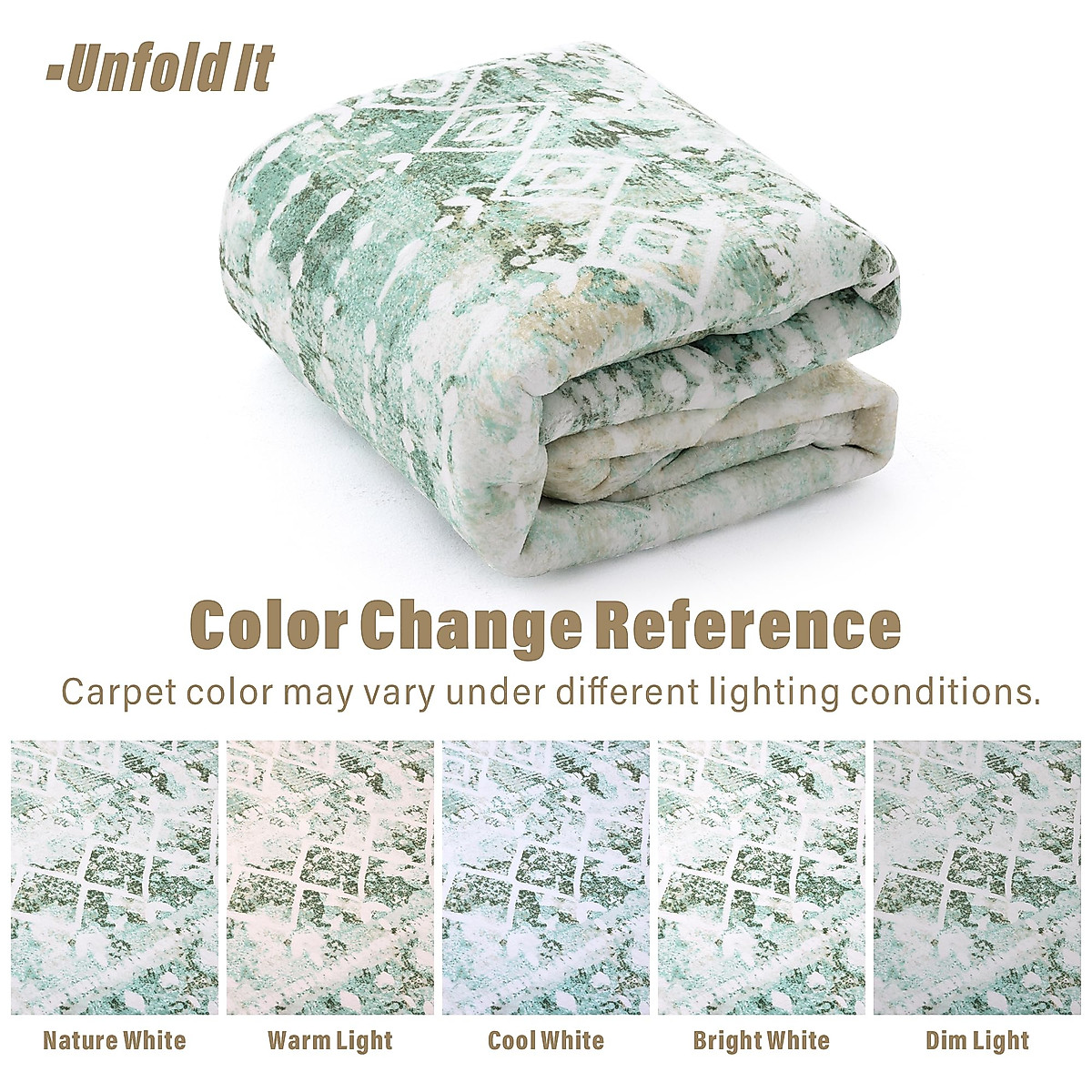 Carvapet 3x5 Green Boho Moroccan Entryway Rug - Soft Washable Farmhouse Area Carpet, Non-Slip Rug for Living Room, Bedroom, Dining Room - Modern Stylish Home Decor