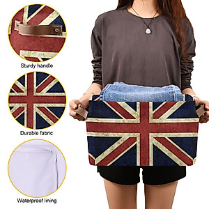 ALAZA Old Union Jack Fashion Foldable Storage Box Storage Basket Organizer Bins with Handles for Shelf Closet Living Room Bedroom Home Office 2 Pack