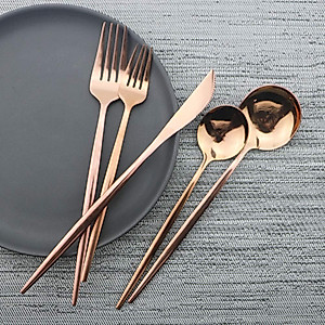 Rose Gold Silverware Set, JASHII 30-Piece Stainless Steel Flatware Cutlery Set for 6, Elegant Hourglass Polished Mirror Finish, Ideal for Home Hotel Wedding Festival Party, Dishwasher Safe