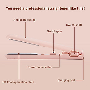 Mini Dual-Purpose Curling Iron, Mini Curling Iron, Mini Flat Iron, Mini Hair Straightener and Curler 2 in 1, Small Hair Curler Iron for Travel, Professional Hair Styling Tool (Orchid Color)