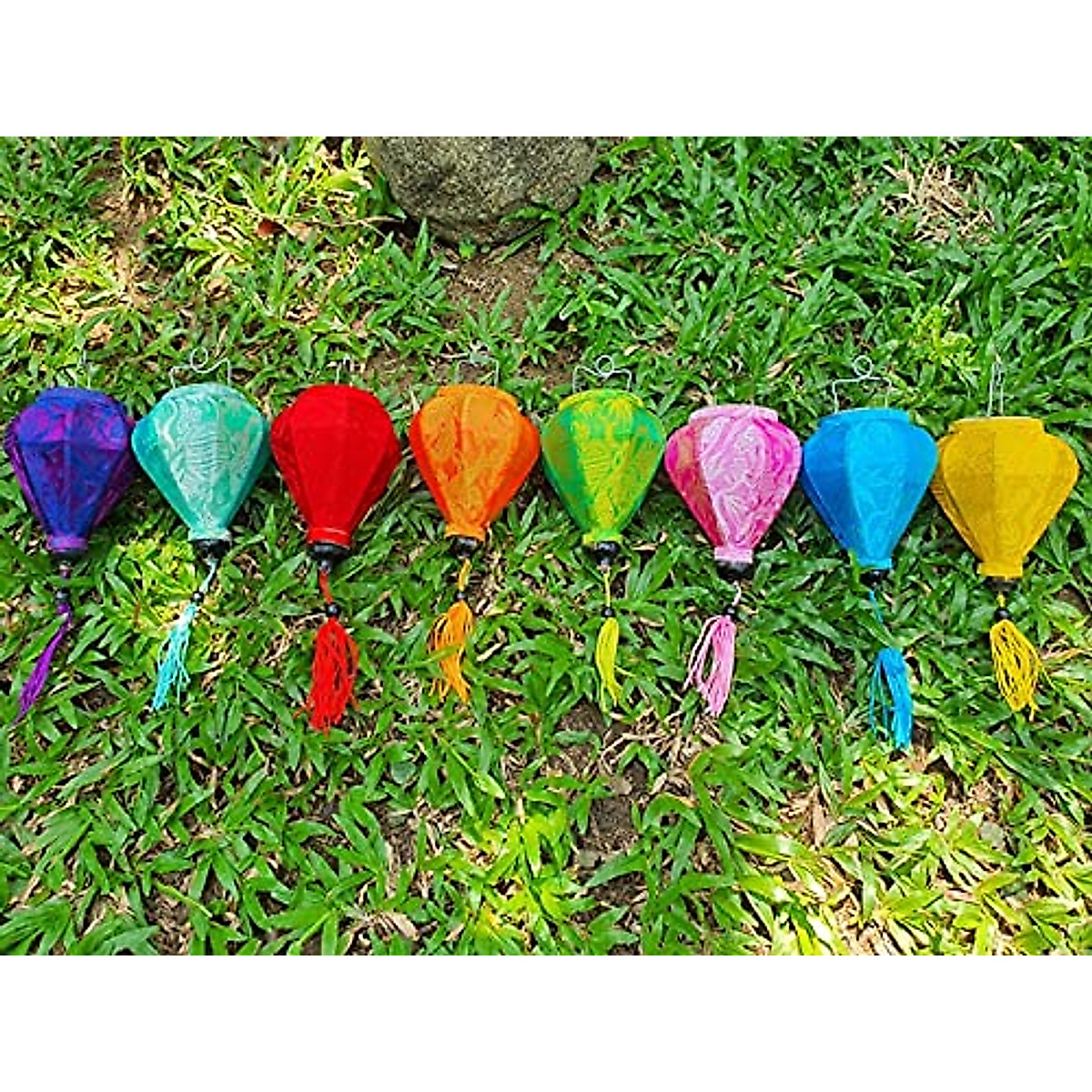 Set of 8 Mini String Silk Lanterns 10cm Vietnam Lanterns for Wedding Decor Christmass Tree Decor Home Decor Garden Party Decor